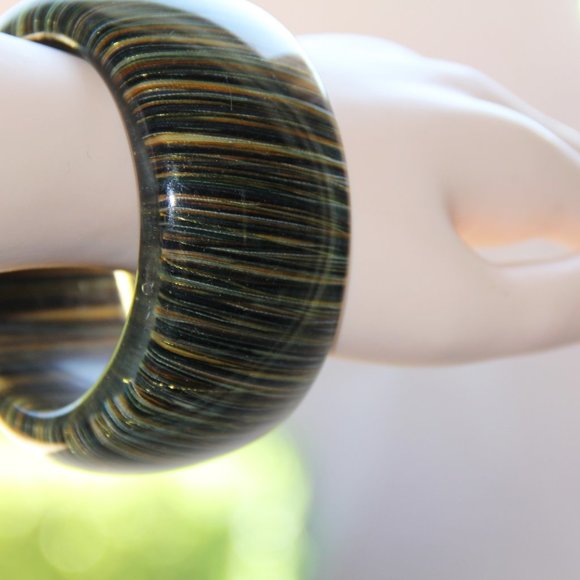 CUSTOM | Jewelry | Bold Acrylic Covered Metallic Silk Thread Bangle ...